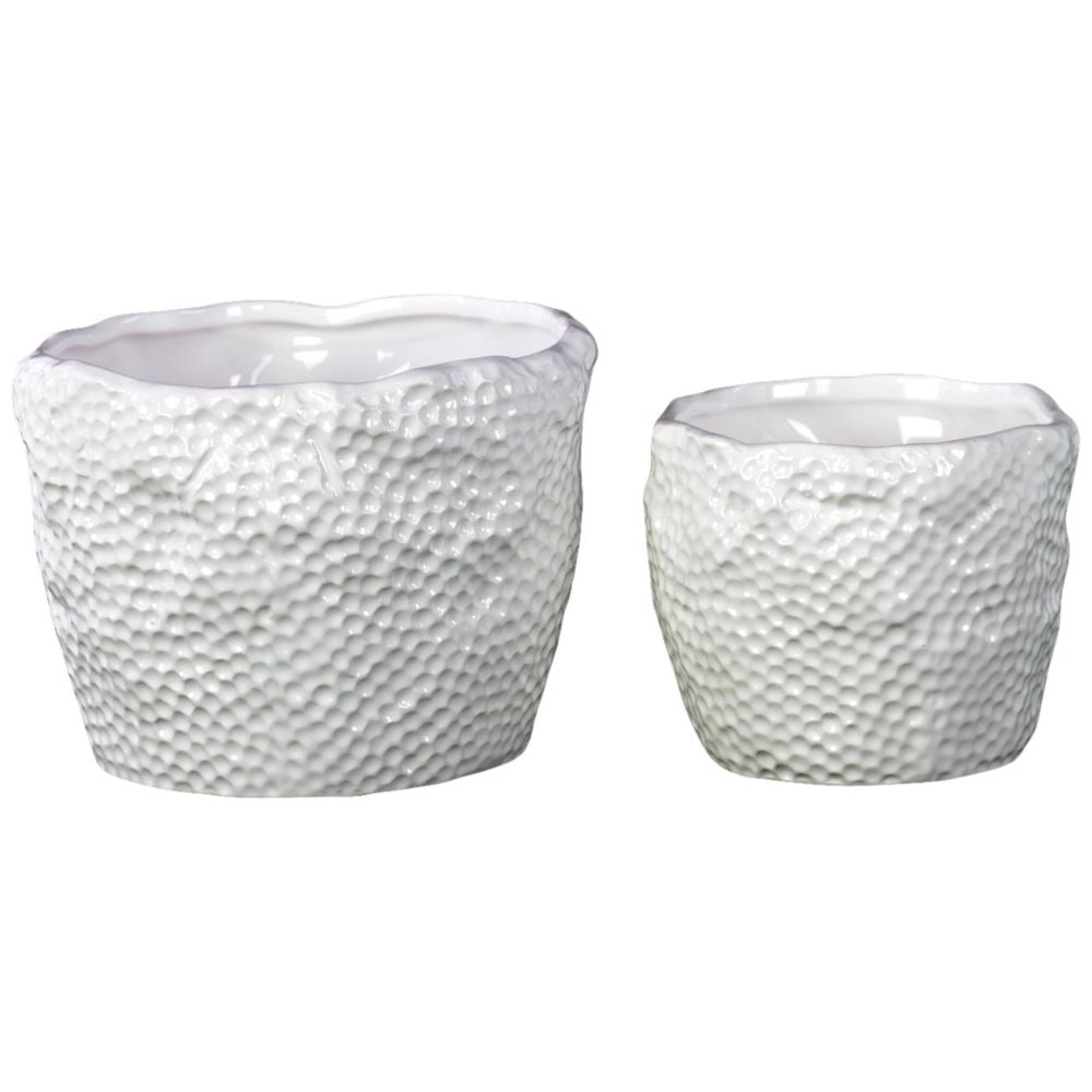 Ceramic Uneven Pots Set Of Two Dimpled - White - Walmart.com