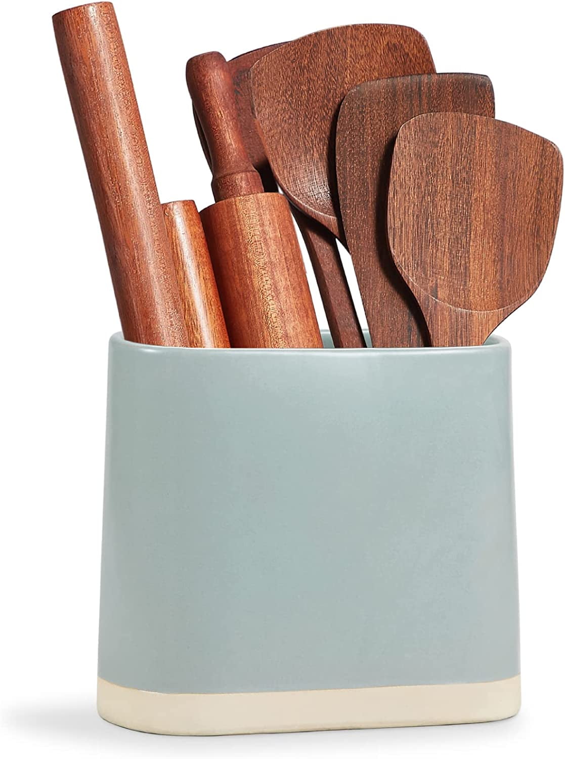 Ceramic Utensil Crock, Large Kitchen Utensil Holder for Countertop ...