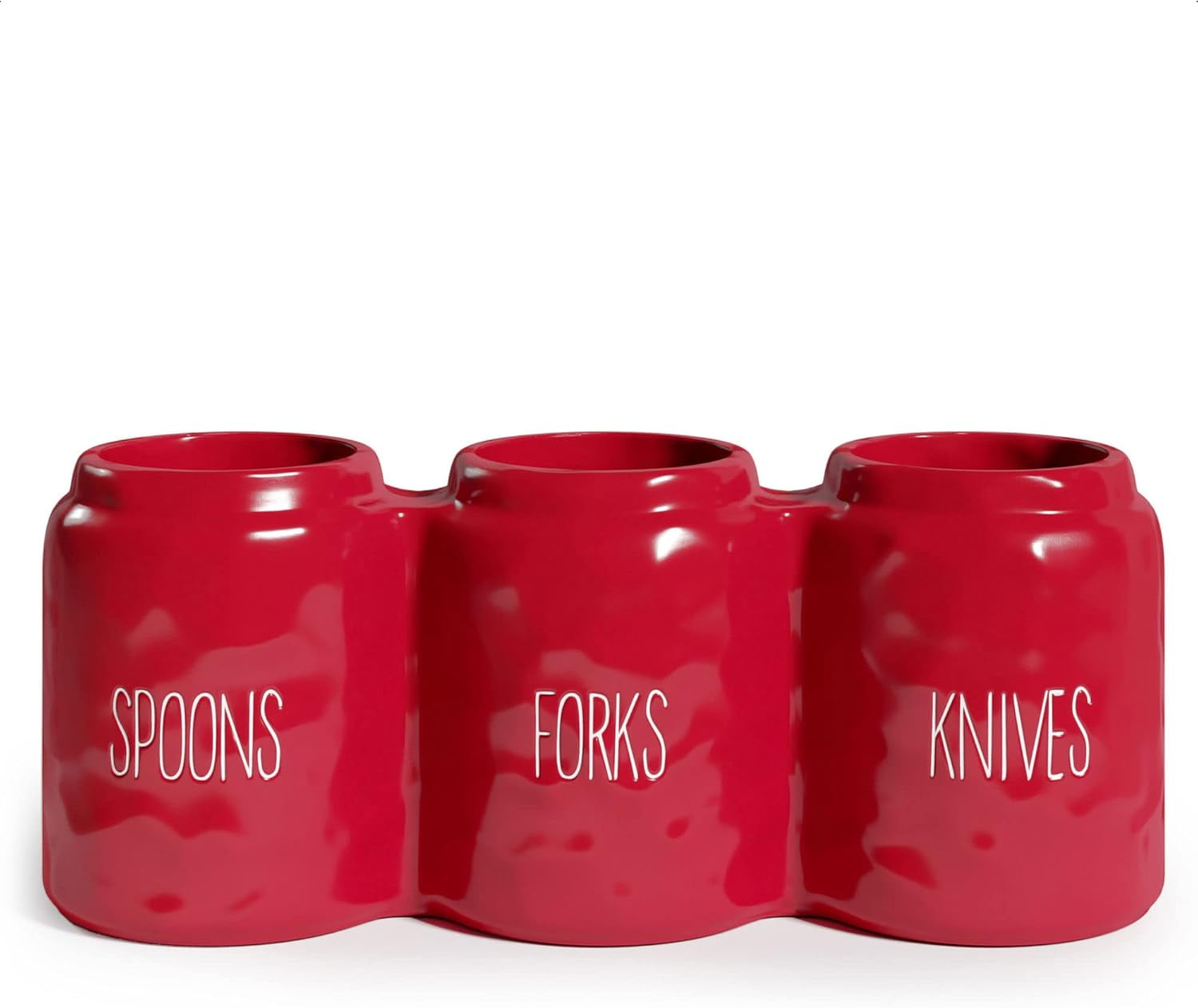 Ceramic Utensil Holder for Countertop - Silverware Caddy for Spoon ...