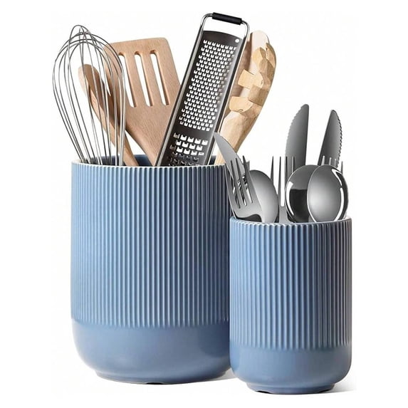 Ceramic Utensil Holder Set Of 2，Large Countertop Crocks For Spatulas ...