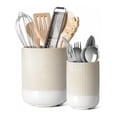 Ceramic Utensil Holder Set Of 2，Large Countertop Crocks For Spatulas ...