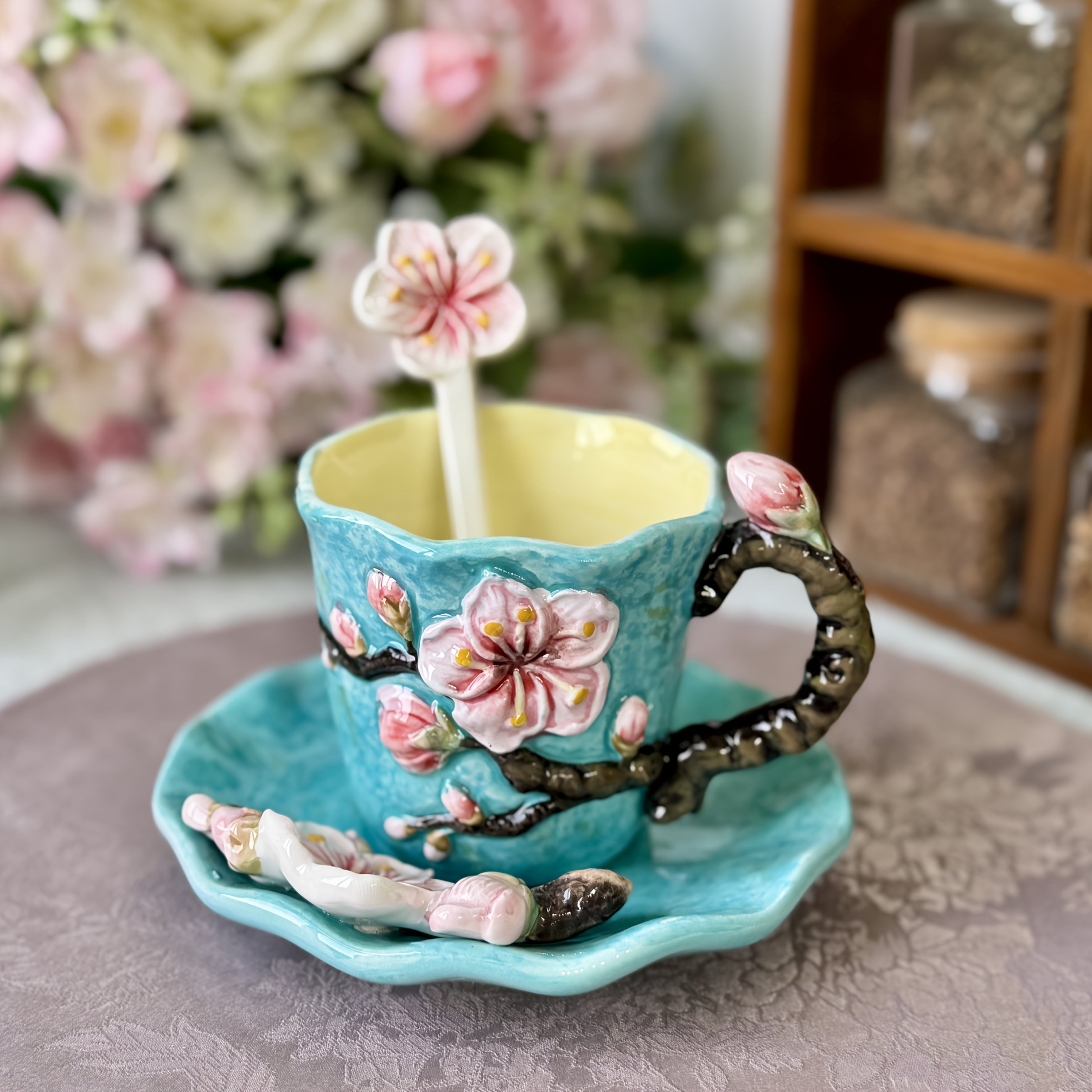 Ceramic Van Gogh Tea Cup and Saucer Set, Hand-Painted Coffee Mug ...