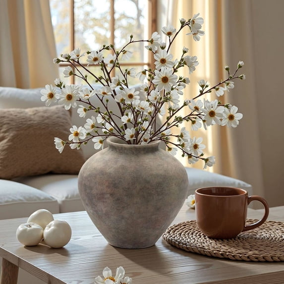 Ceramic Vase, 10.2" Tall Terracotta Pot with Earthy Gray-Brown Finish ...