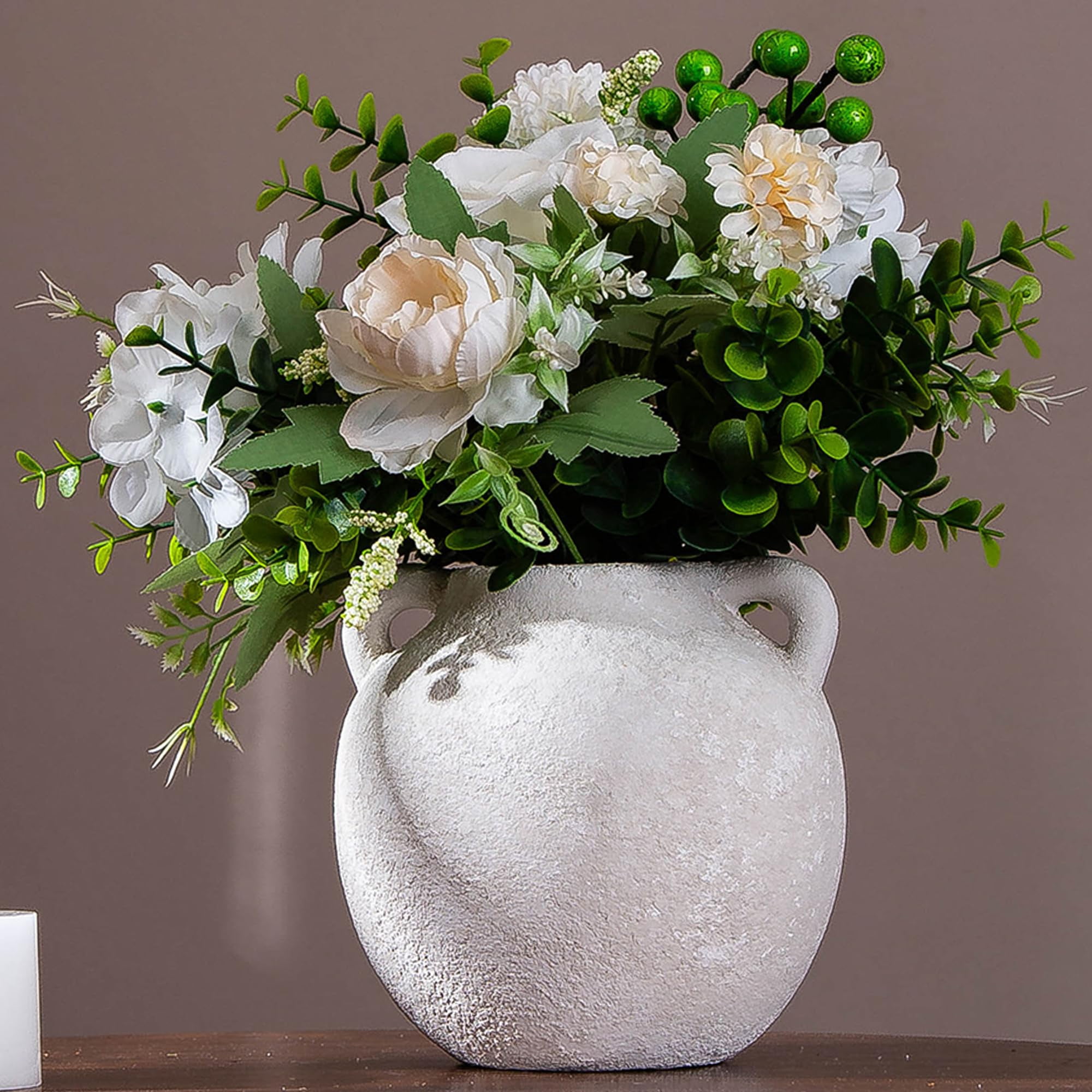 Ceramic Vase 112-8-6in Small White Decorative Flower Centerpiece ...