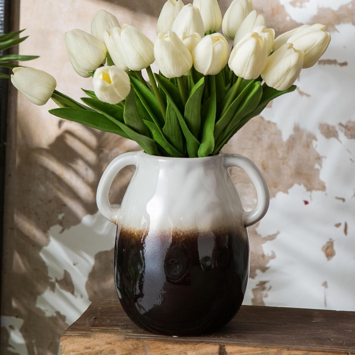 Ceramic Vase with 2 Handles for Modern Farmhouse Home Decor, Vintage ...