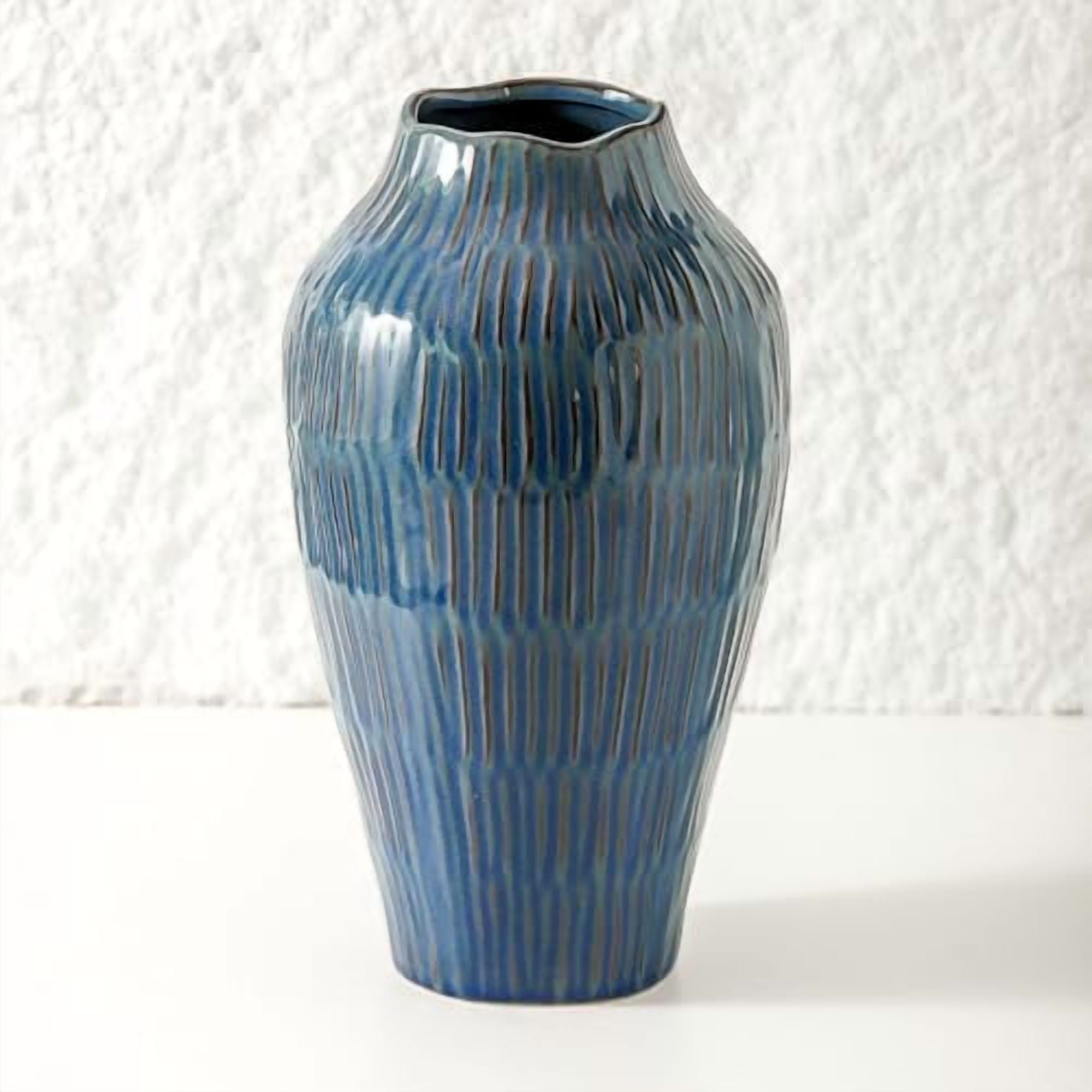 Ceramic Vase for Home Decor,7.8 Inch Flower Vases，Decorative Blue Vase ...