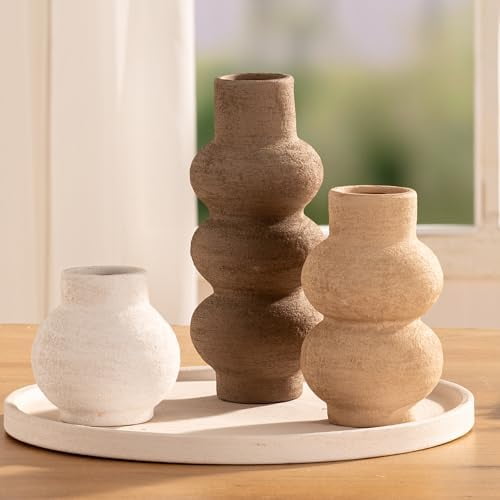 Ceramic Vase Home Table Decor - Flower Vase Set of 3 Living Room ...