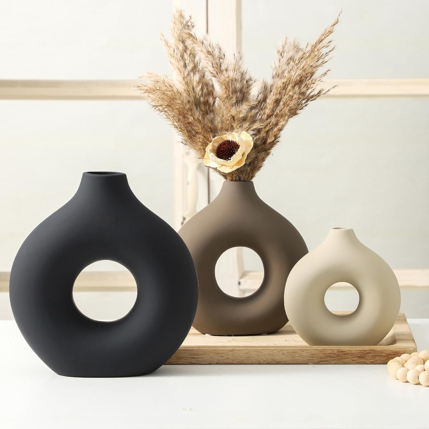 Ceramic Vase Home Table Decor - Flower Vases Set of 3 Small Living Room ...