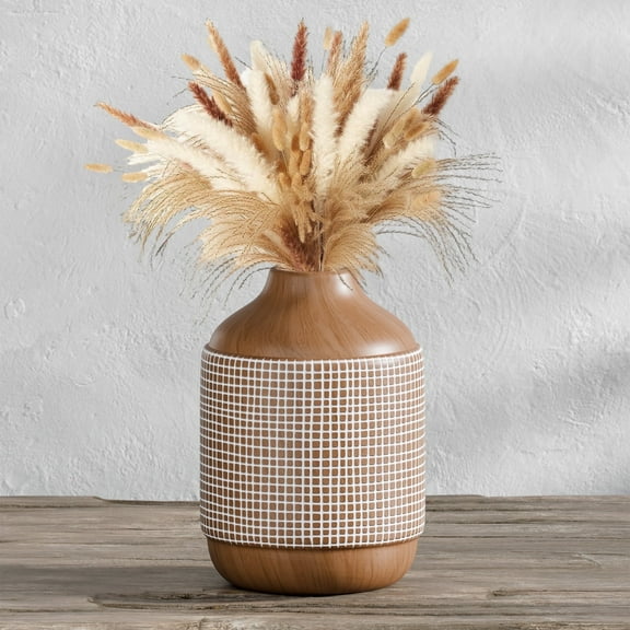 Ceramic Flower Vase, 7.48 Inch White Rustic Farmhouse Decorative Vase ...