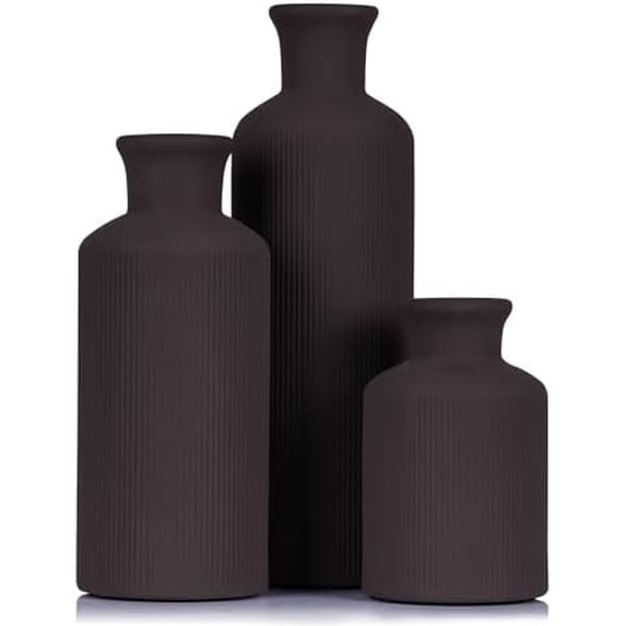 Ceramic Vase Set of 3 - Modern Decorative Vases for Home Decor, Rustic ...