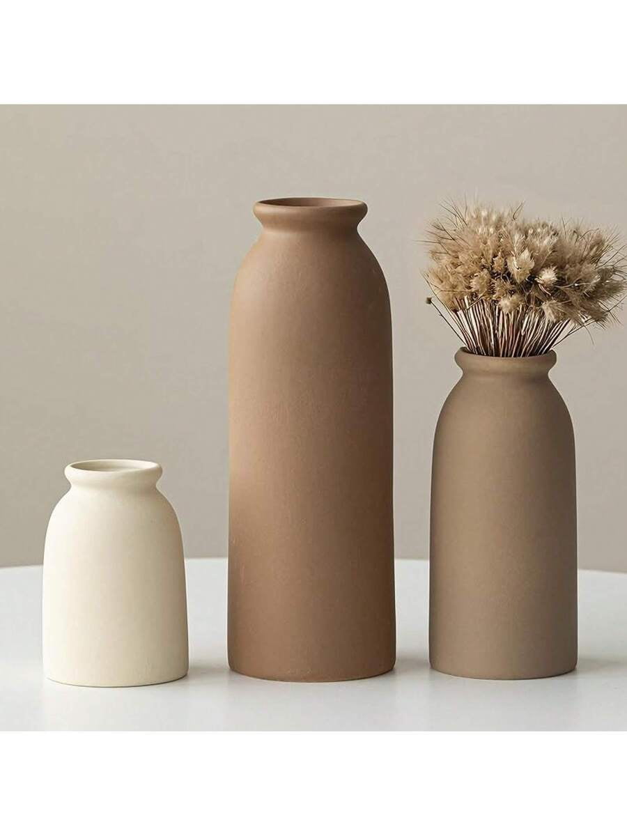 Ceramic Vase Set-3, Small Flower Vases For Decor, Modern Boho Farmhouse ...