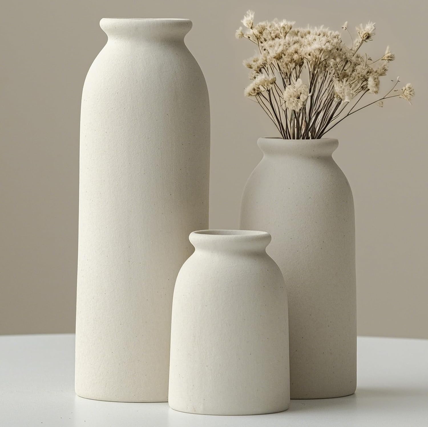 Ceramic Vase Set-3, Small Flower Vases for Decor, Modern Boho Farmhouse ...