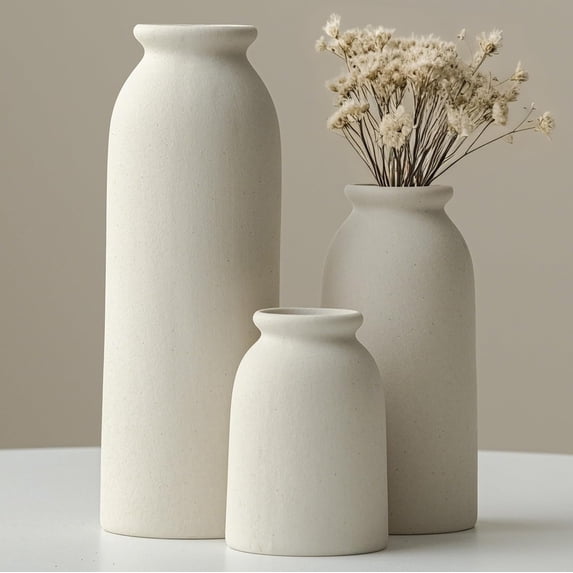 Ceramic Vase Set-3, Small Flower Vases for Decor, Modern Boho Farmhouse ...