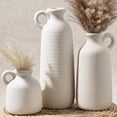 Ceramic Vase Set 3pcs- White With Handle Modern Farmhouse Decor for ...