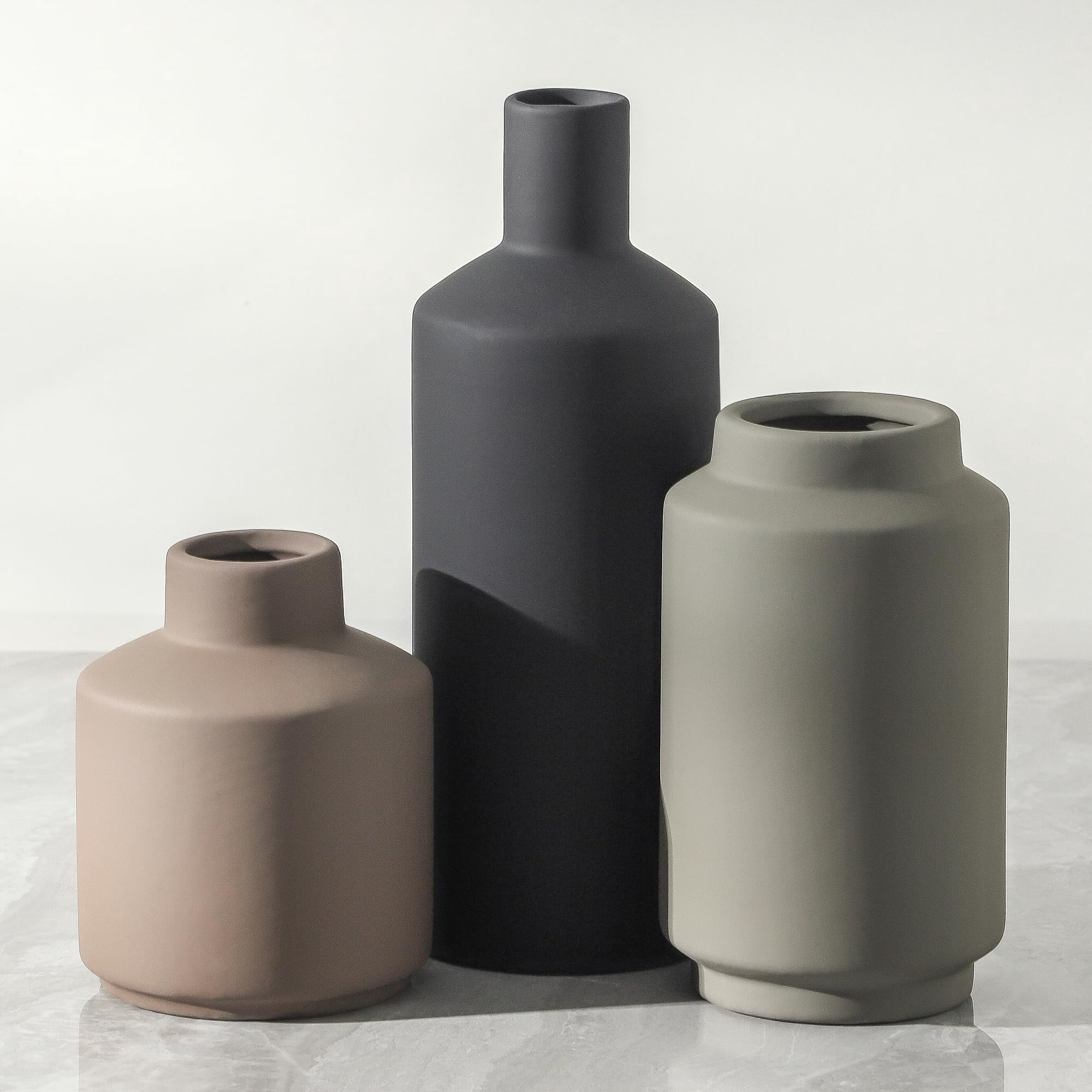 Ceramic Vase Set Multi 3x Modern Farmhouse Boho Home Decor - Walmart.com