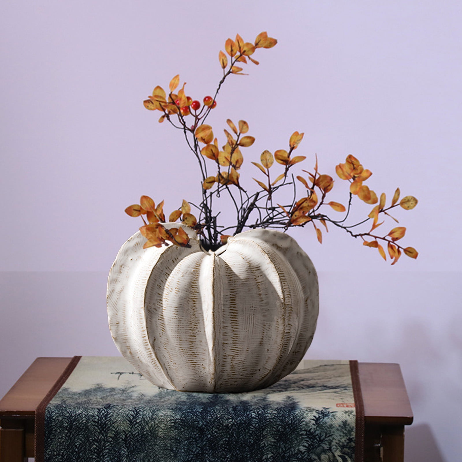 Ceramic Vase Set - Unique Inverted Pumpkin Design, Modern Home Decor for Dried Flowers ...