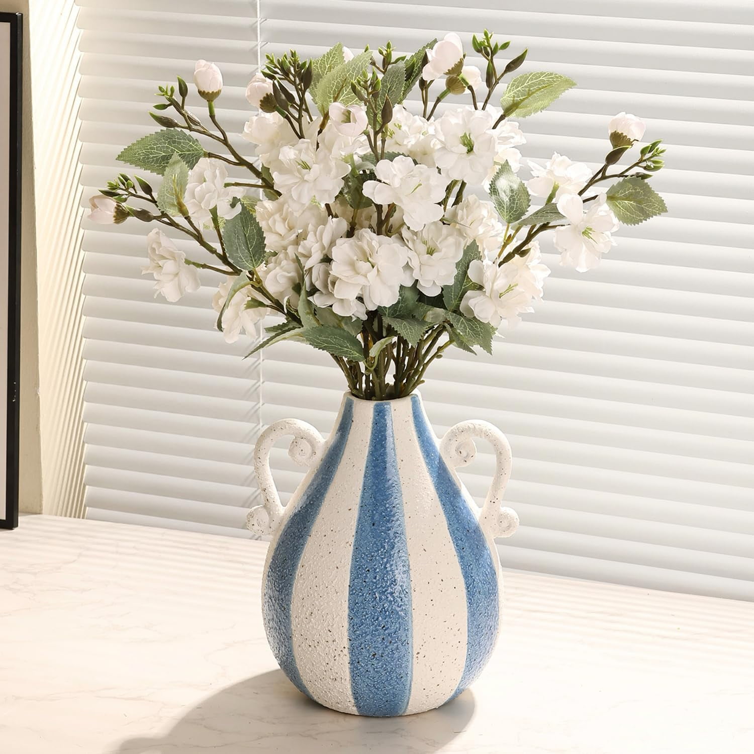Ceramic Vase with Two Handles, Modern Boho Rustic Farmhouse Aesthetic ...