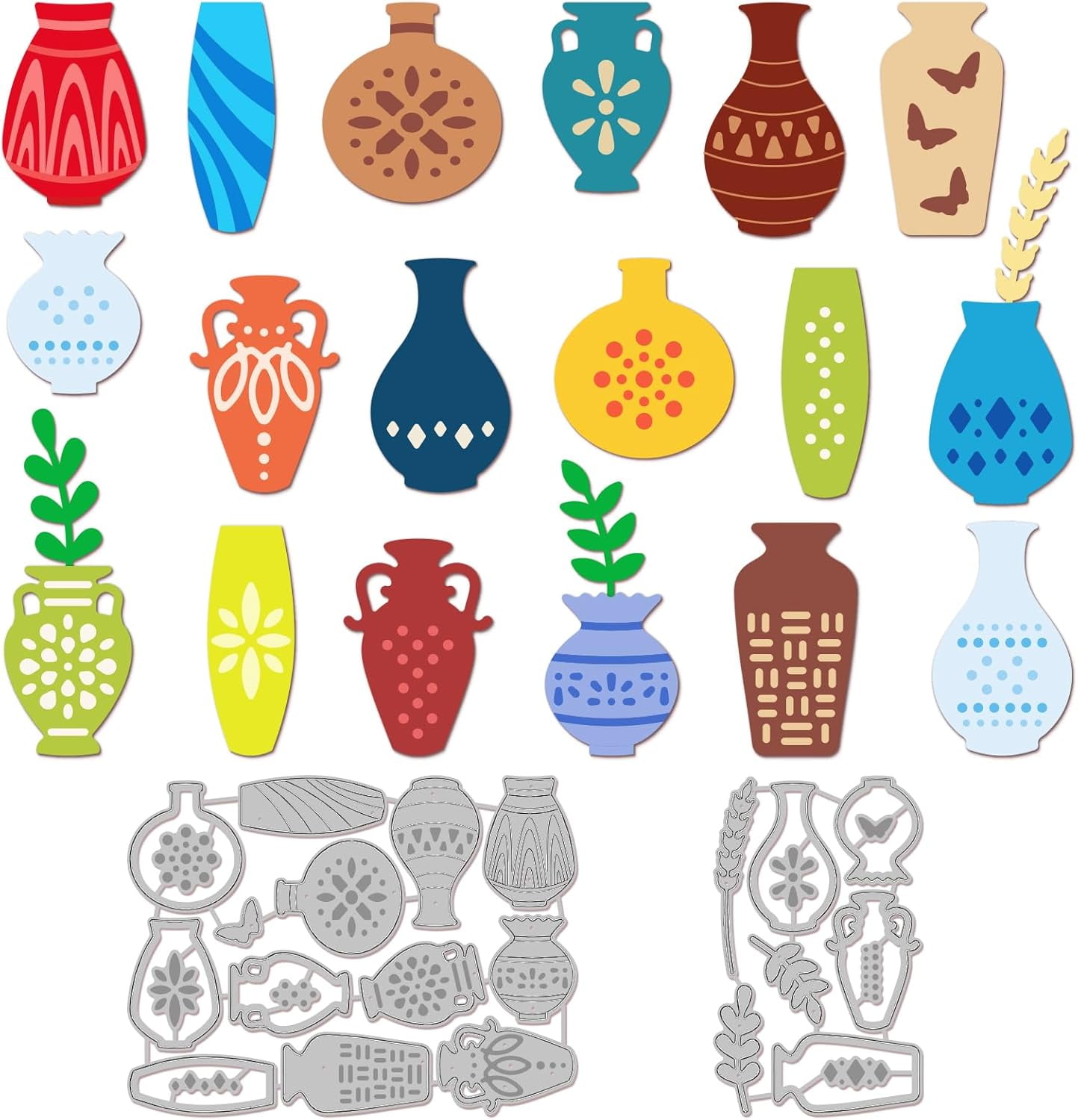 Ceramic Vases Cutting Dies for DIY Scrapbooking Metal Leaves Vases Die ...