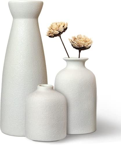 Ceramic Vases Set of 3-White Vase for Modern Home Decor, Flower Vases ...