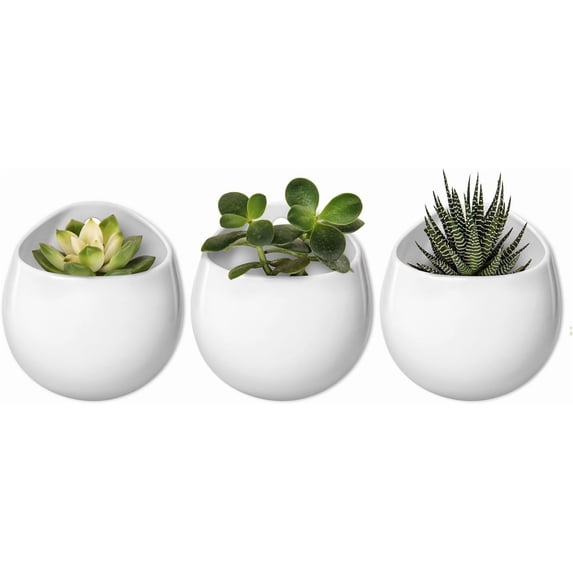 Ceramic Wall Planter for Indoor Plants 4 Inch Hanging Pot, Set of 3 ...