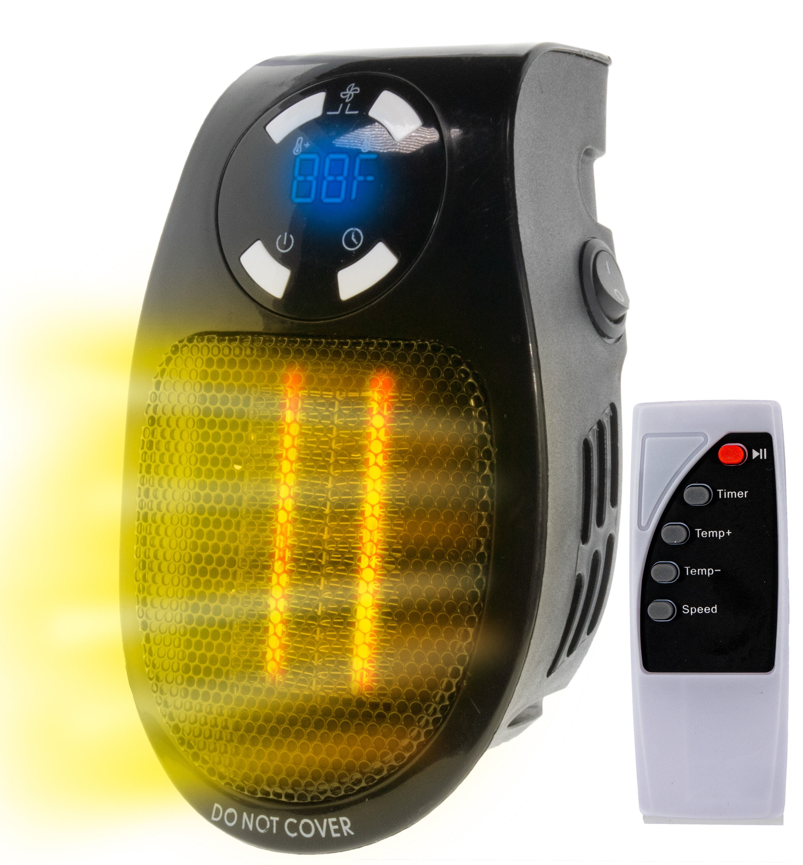 400W Ceramic Wall Space Heater - Plug-In, Rotatable, LED Display, Timer ...