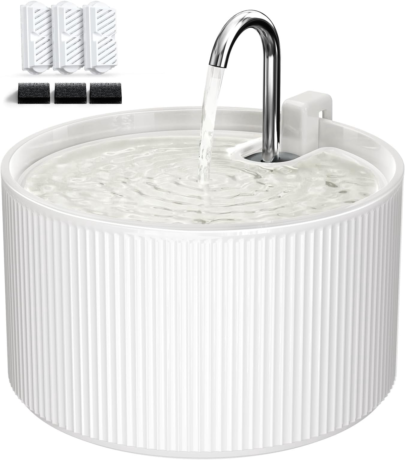 Ceramic Water Fountain: 2.2L/74oz Fountains for Drinking, Automatic ...