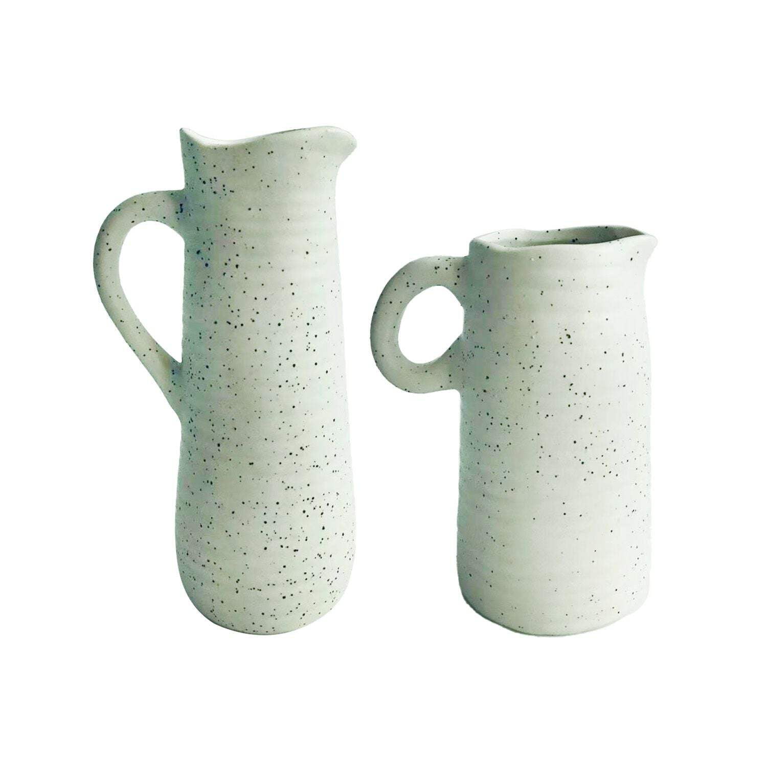 Ceramic Water Jug Set of 2 | Vintage White Ceramic Jug | Rustic Flower ...