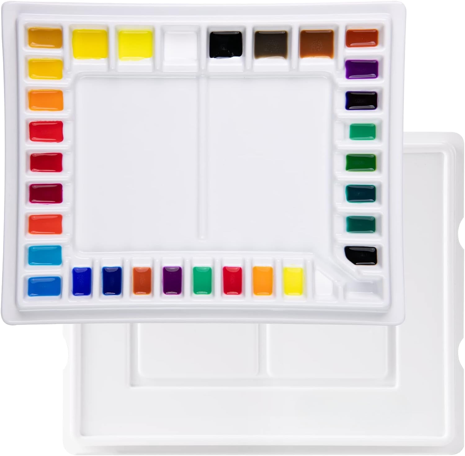 Ceramic Watercolor Palette: 33-Well Large Empty Professional Porcelain ...