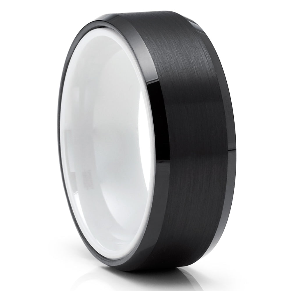 Ceramic Wedding Ring,Black Tungsten Wedding Ring,8mm Wedding Ring ...