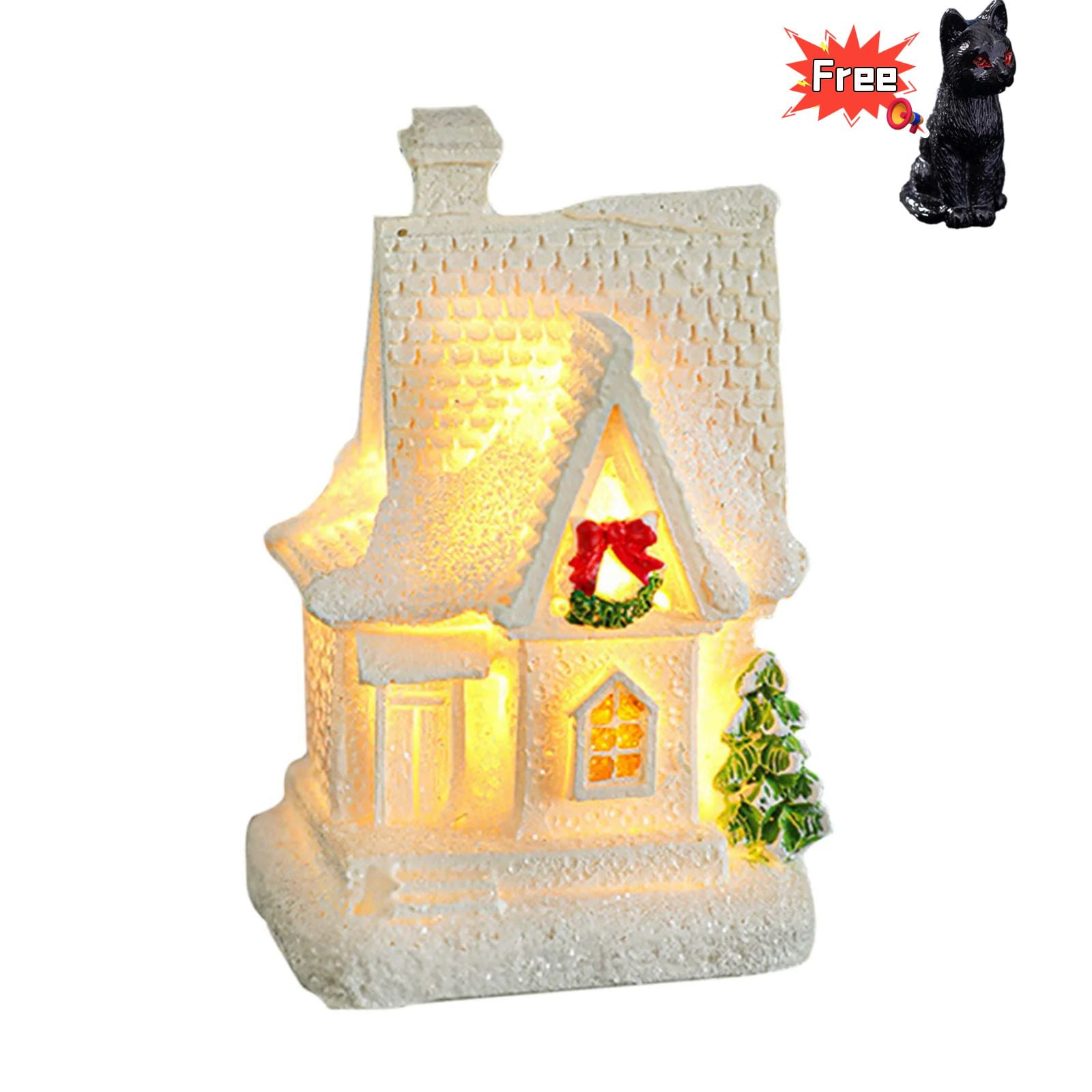 Ceramic White Christmas Village Houses,Light Up Small Porcelain Village ...