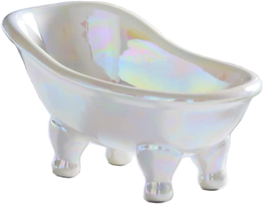 Ceramic White Clawfoot Bathtub Soap Dish for Bathroom Shower Decorative ...