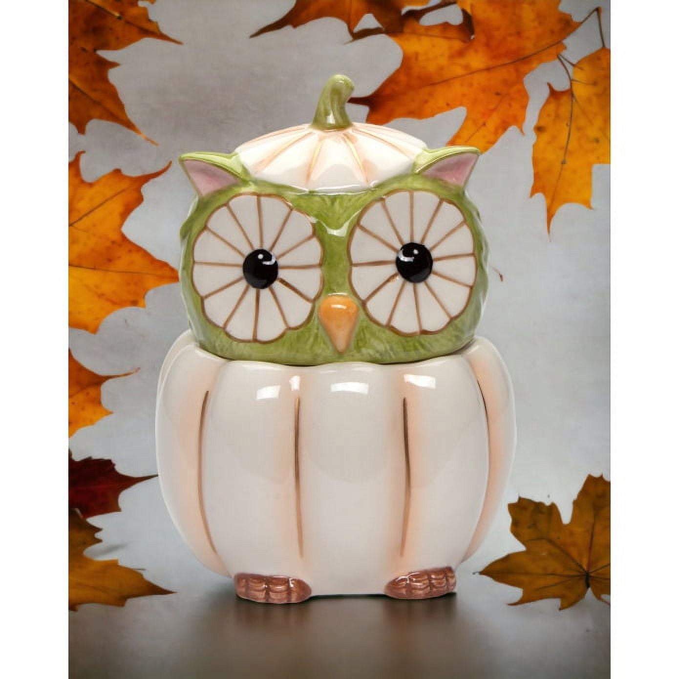 Ceramic White Pumpkin Owl Candy Jar, Unique Home & Kitchen Decor, Ideal ...