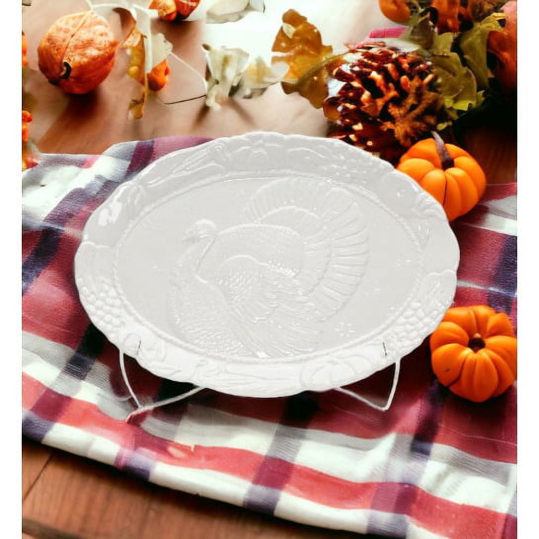 Ceramic White Turkey Platter 17x12 Farmhouse Kitchen - Walmart.com