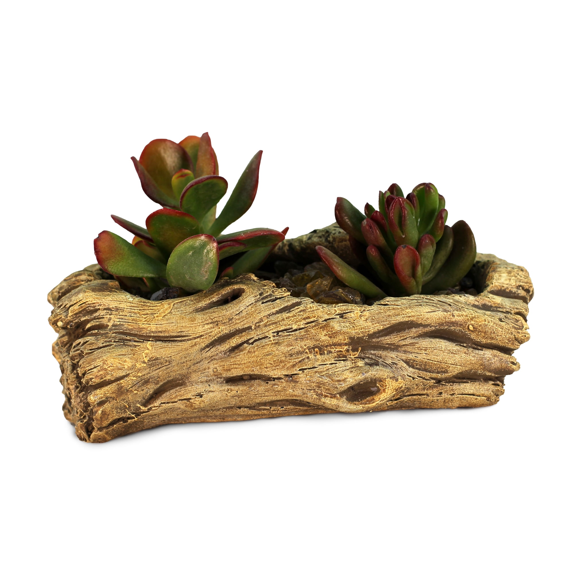 Ceramic Wood Plant Pot | Indoor Planter for Succulents & Flowers ...