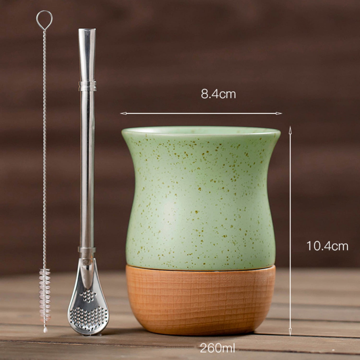 Ceramic Yerba Mate Tea Cup with Cork Base with Stainless Steel Straw ...