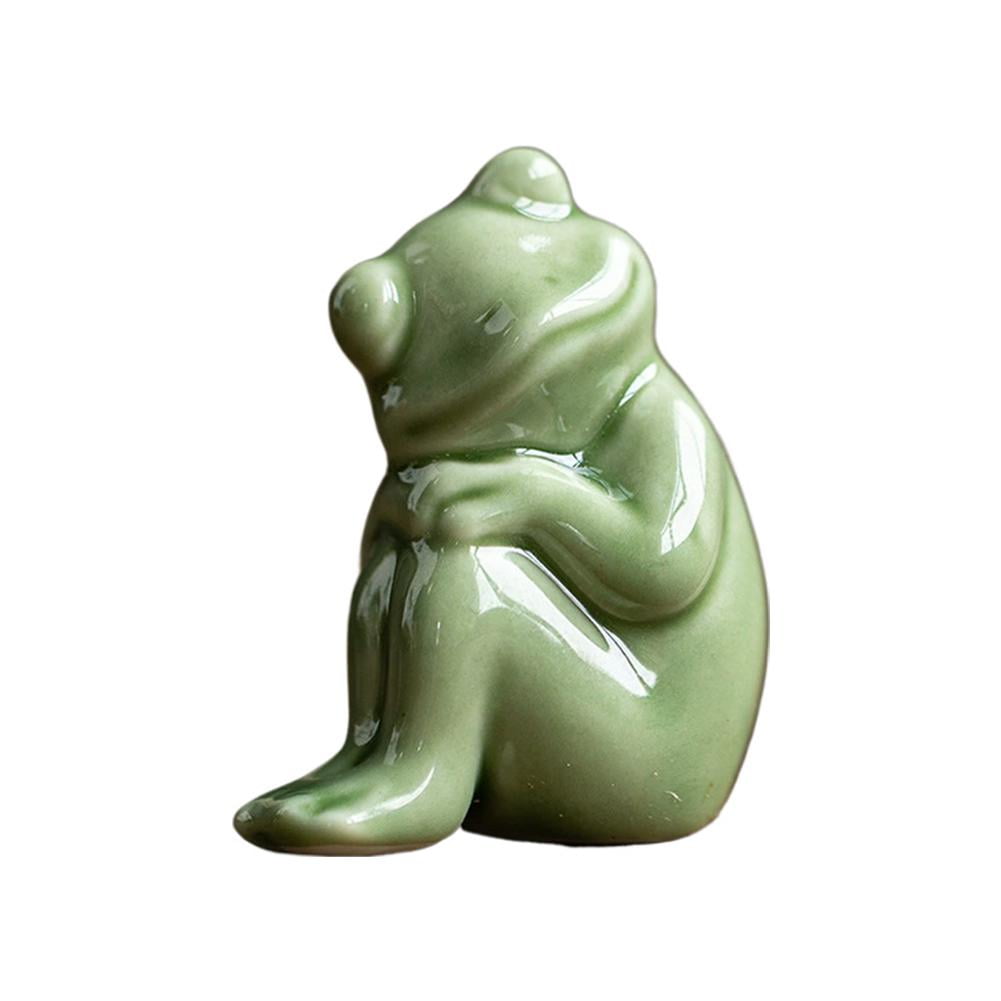 Ceramic Yoga Frog Statue,Creative Frog Sitting Sculptures,Miniature ...