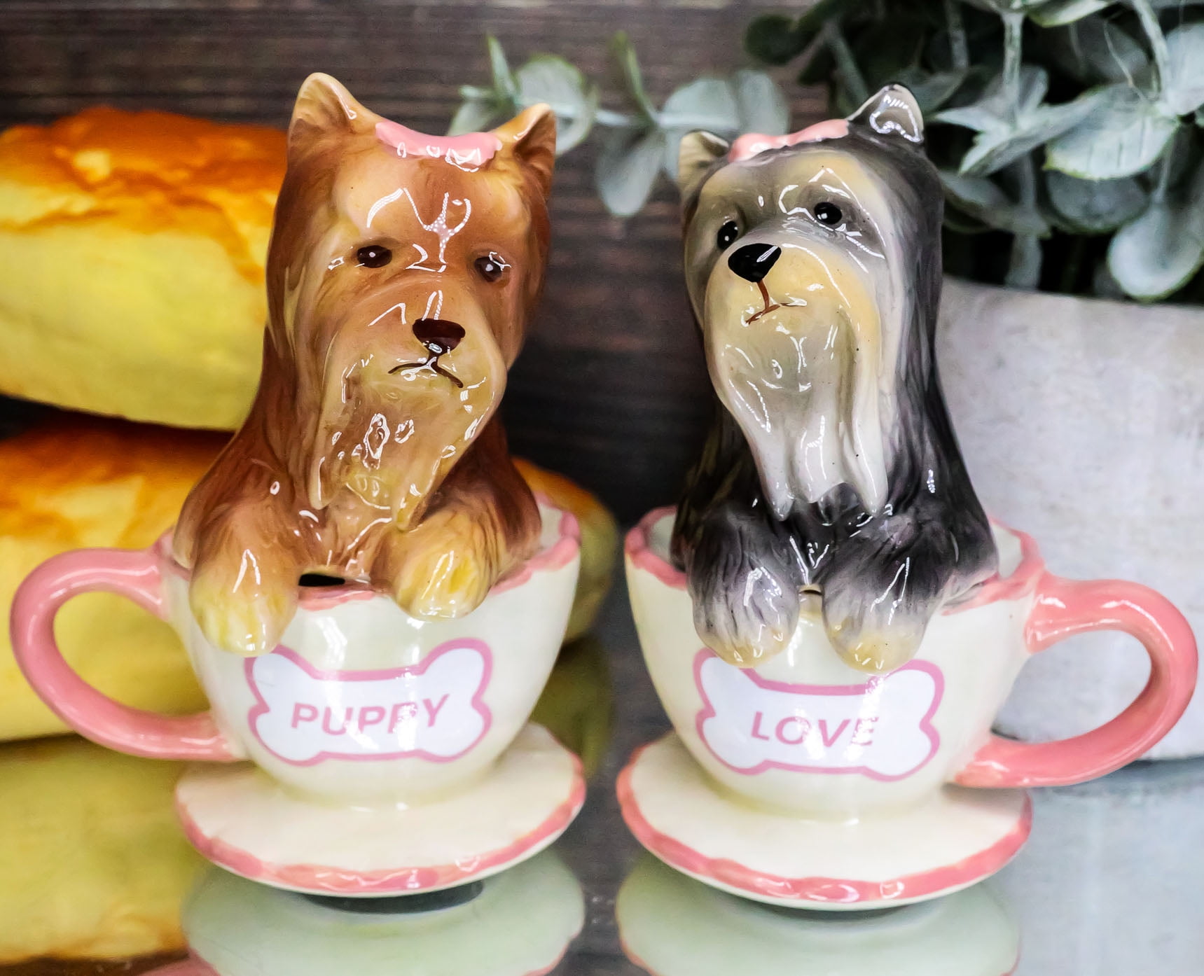 Ceramic Yorkshire Terriers Yorkie Pet Dogs In Teacups Salt And Pepper ...