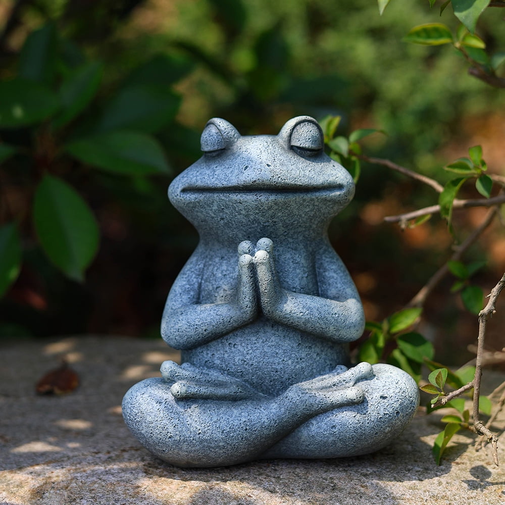 Ceramic Zen Meditating Frog Statue,Yoga Toad Sculpture,Cement Stone ...