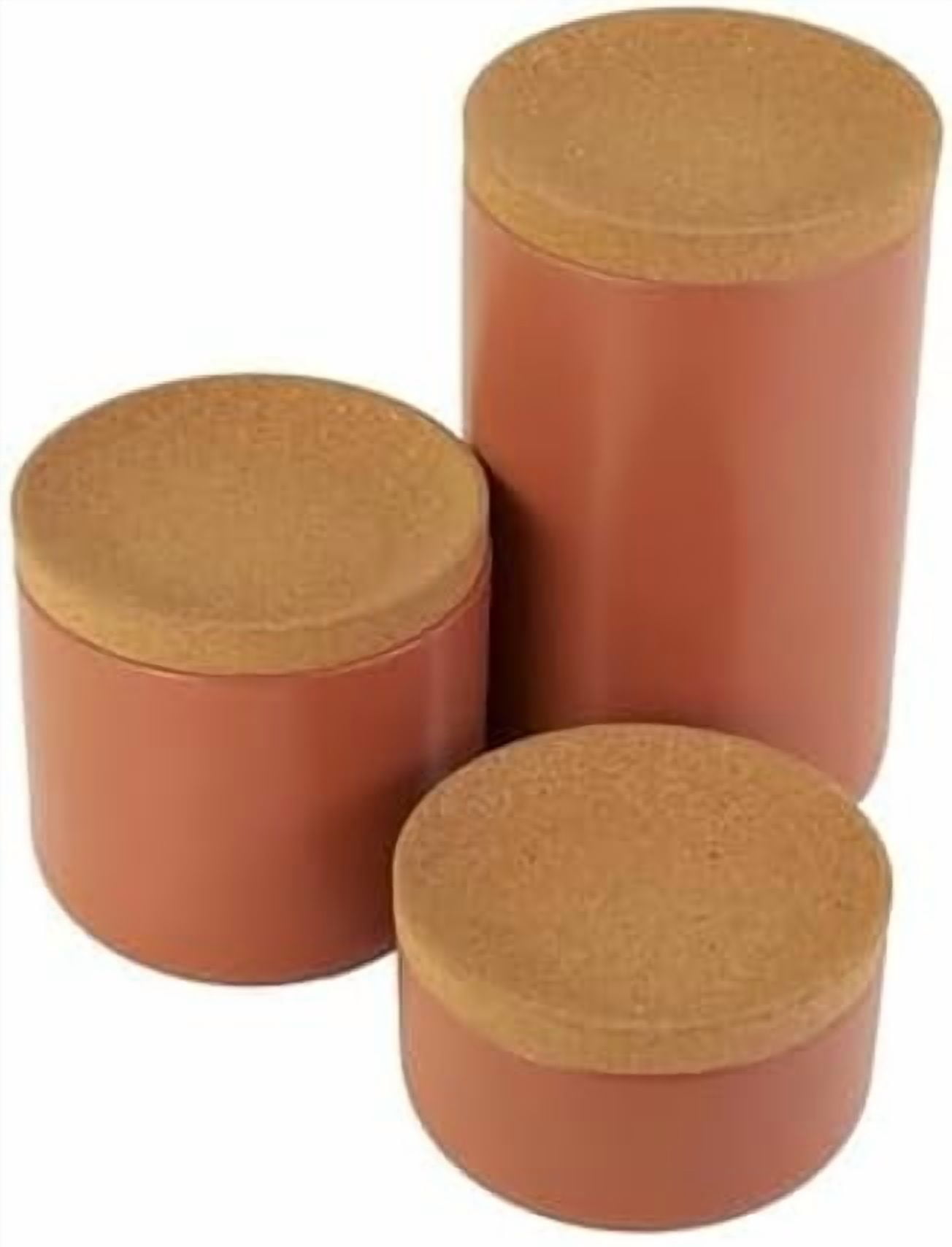 Ceramic and Cork Lid Stackable Canisters, Natural Cork and Terra Cotta ...