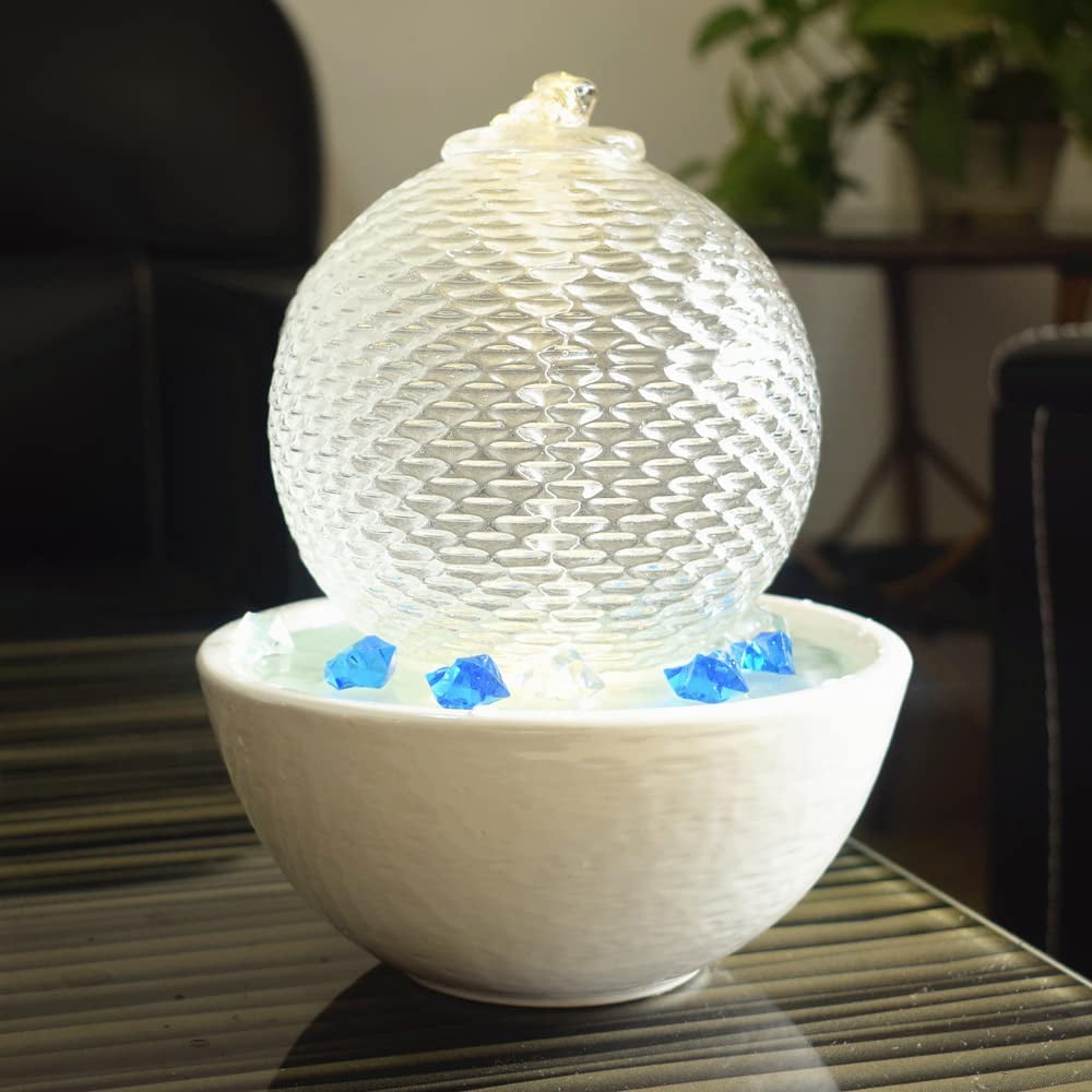 Ceramic and Glass Tabletop Fountain for Home Indoor Decoration Table ...