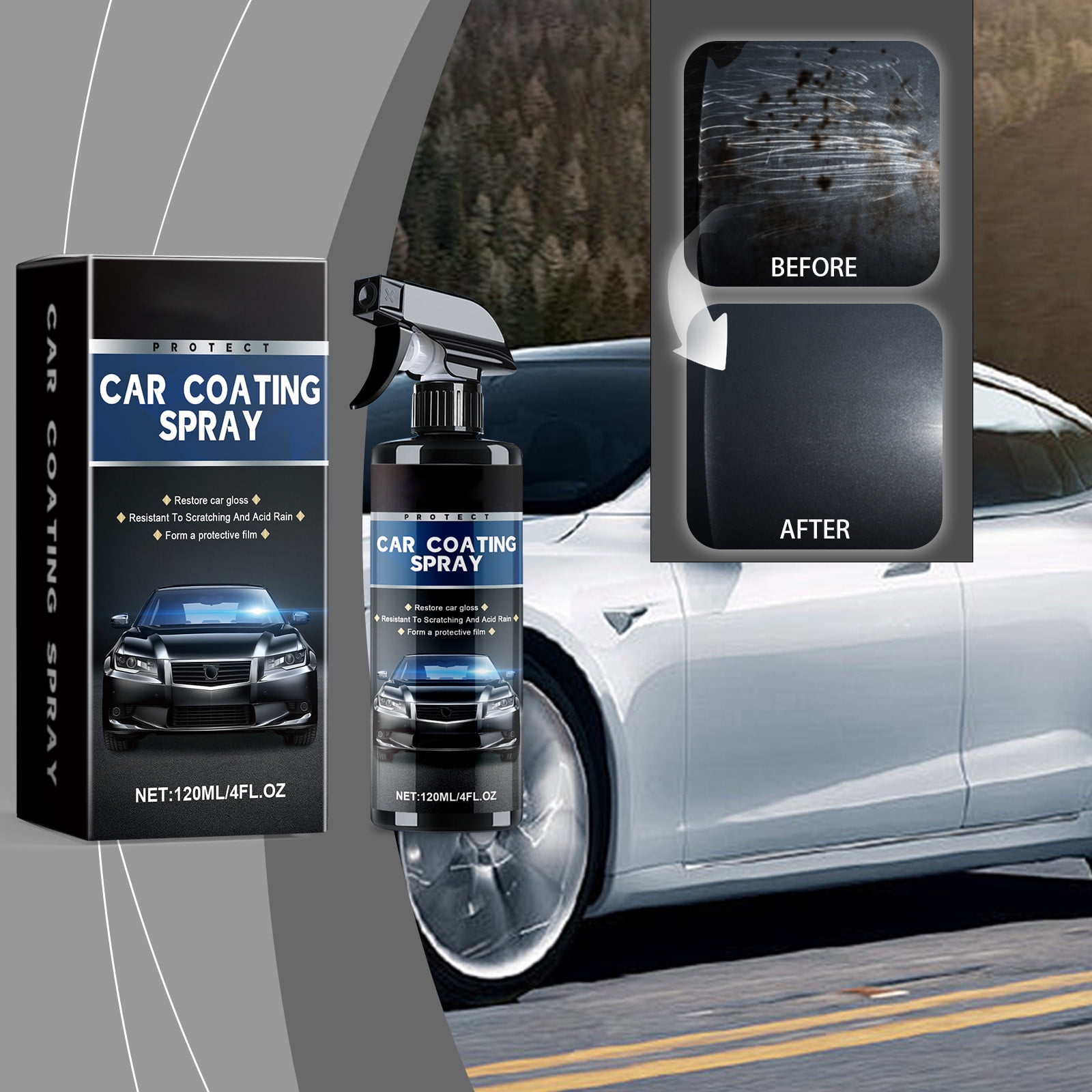 Ceramic coating for cars,120ml Premium Spray Wax for a High Gloss Finish,Cars, trucks, and ...