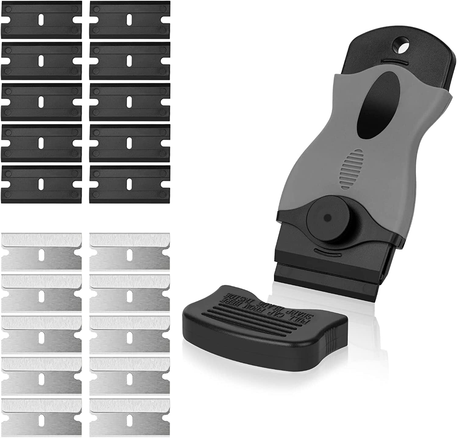 Ceramic hob scraper with 20 blades made of stainless steel and plastic ...