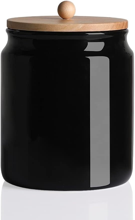 Ceramic kitchen jar, ceramic food storage jar with sealed wooden lid ...