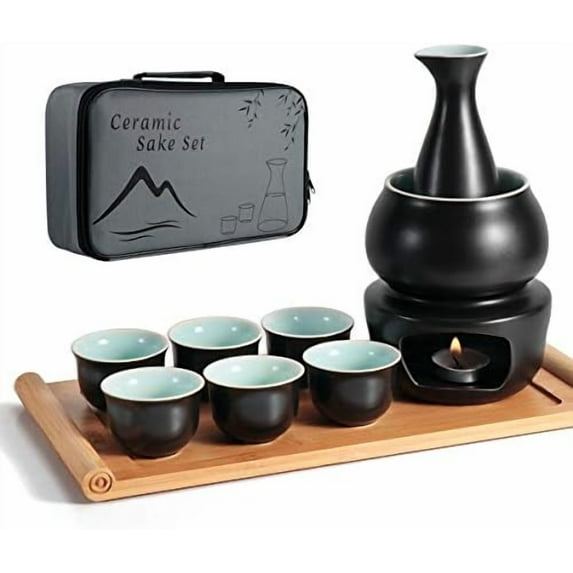 Ceramic sAKE sET WITH wARMER pOT tRAY, sTOVETOP pORCELAIN pOTTERY hOT ...