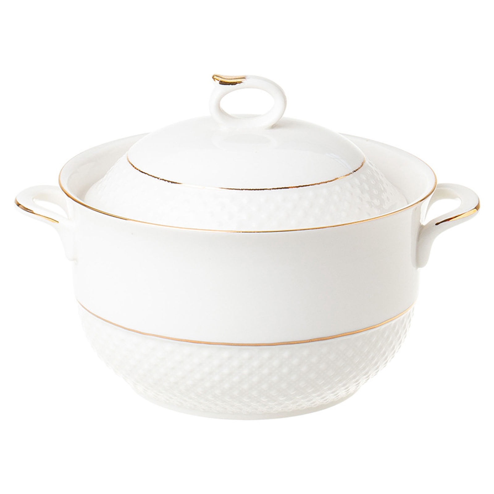 Ceramic soup tureen with lid, bowl for restaurant tableware set serving ...