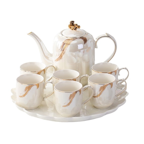 Ceramic water set household cold kettle teacup water cup with stand ...