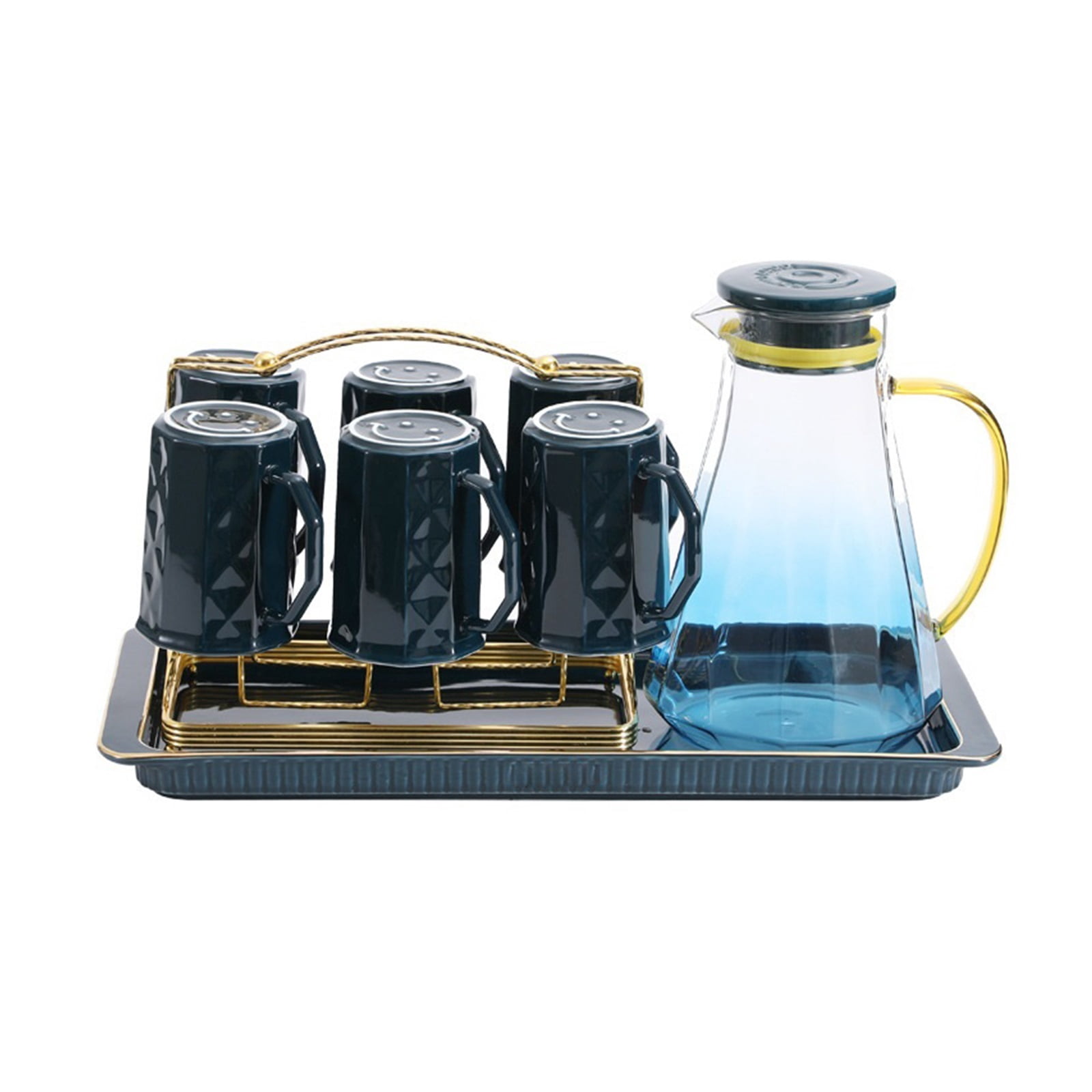 Ceramic water utensils gradient blue glass cold kettle teacup set ...