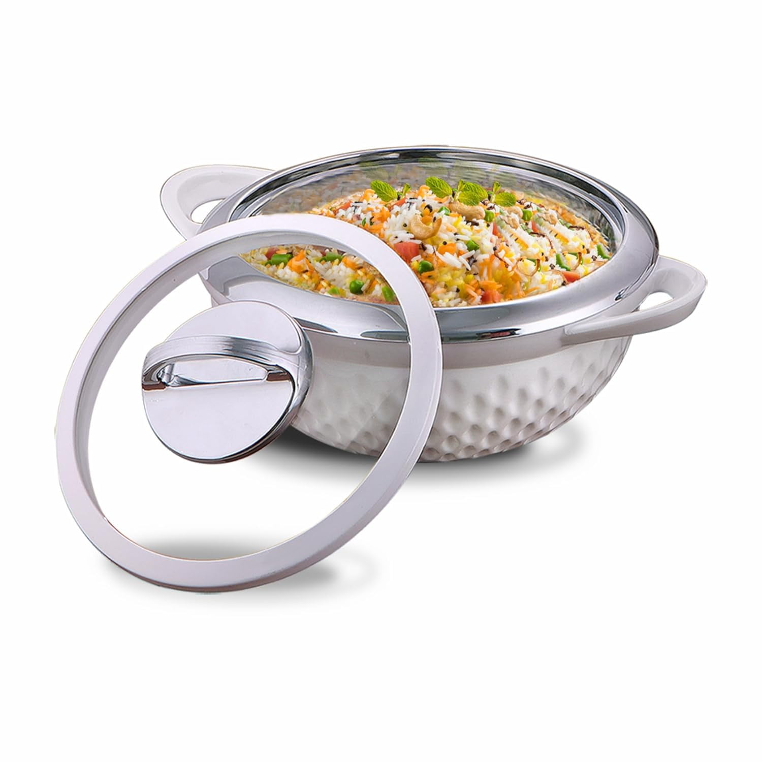 Ceramica 1500 Premium Casserole Set 1500ml White Food Warmer with Inner ...
