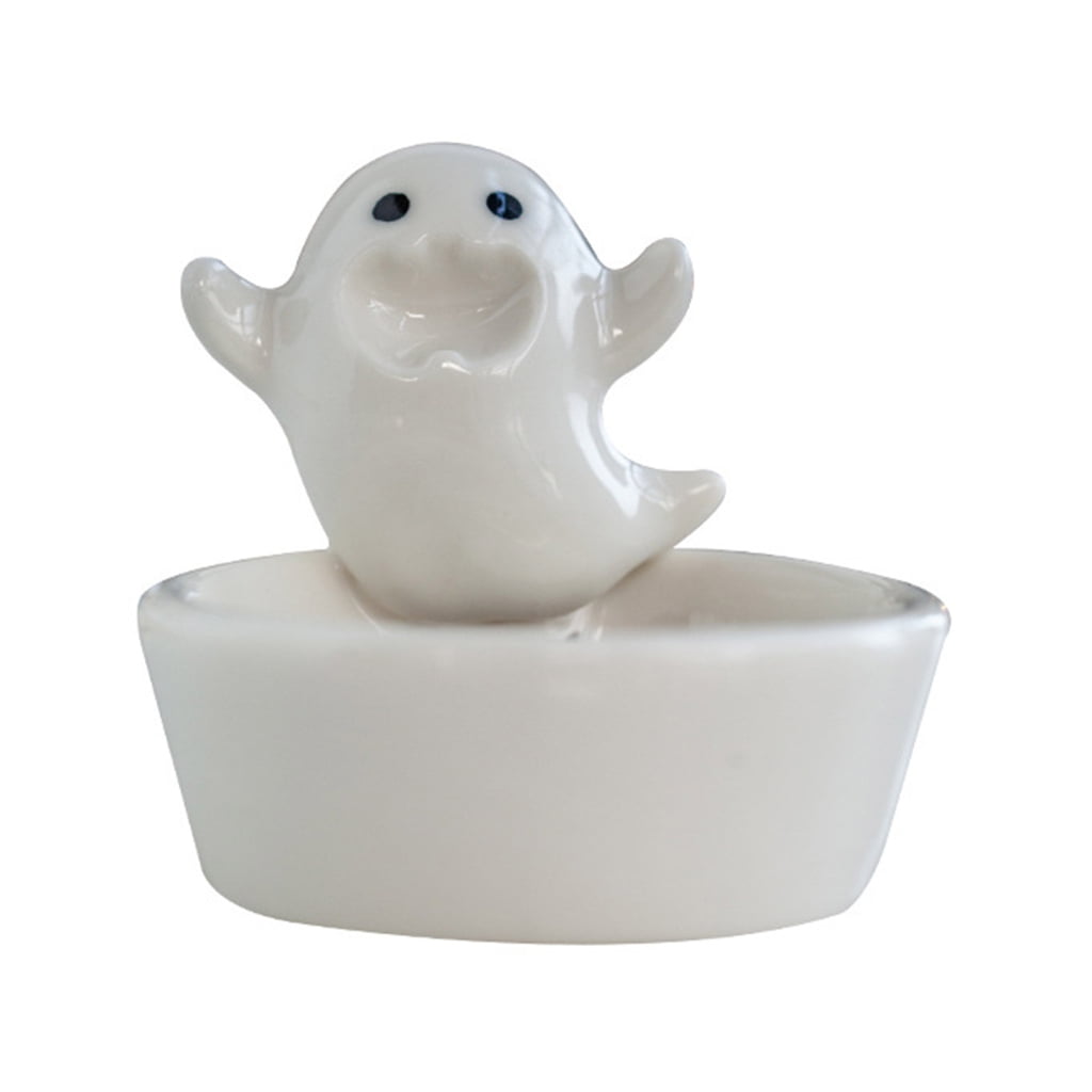 Ceramics Cartoon White Ghostly Figurine Candle Holders Halloween ...