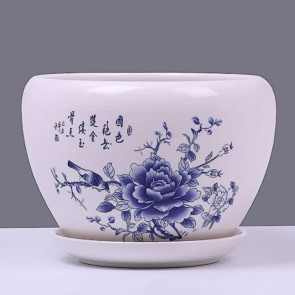 Ceramics Flower Pot Hand Painted Blue and White Porcelain with Chassis ...